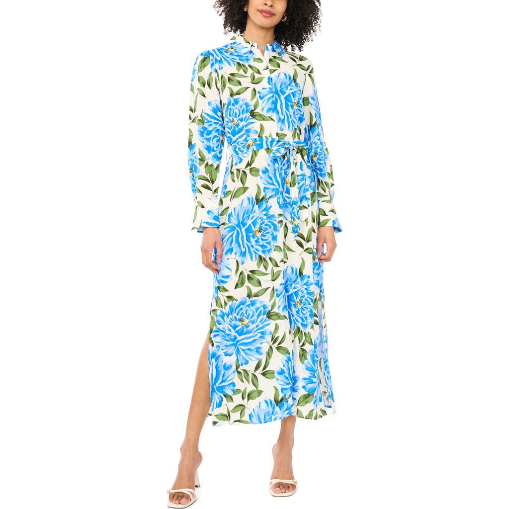 VINCE CAMUTO Print Tie Belt Maxi Shirtdress